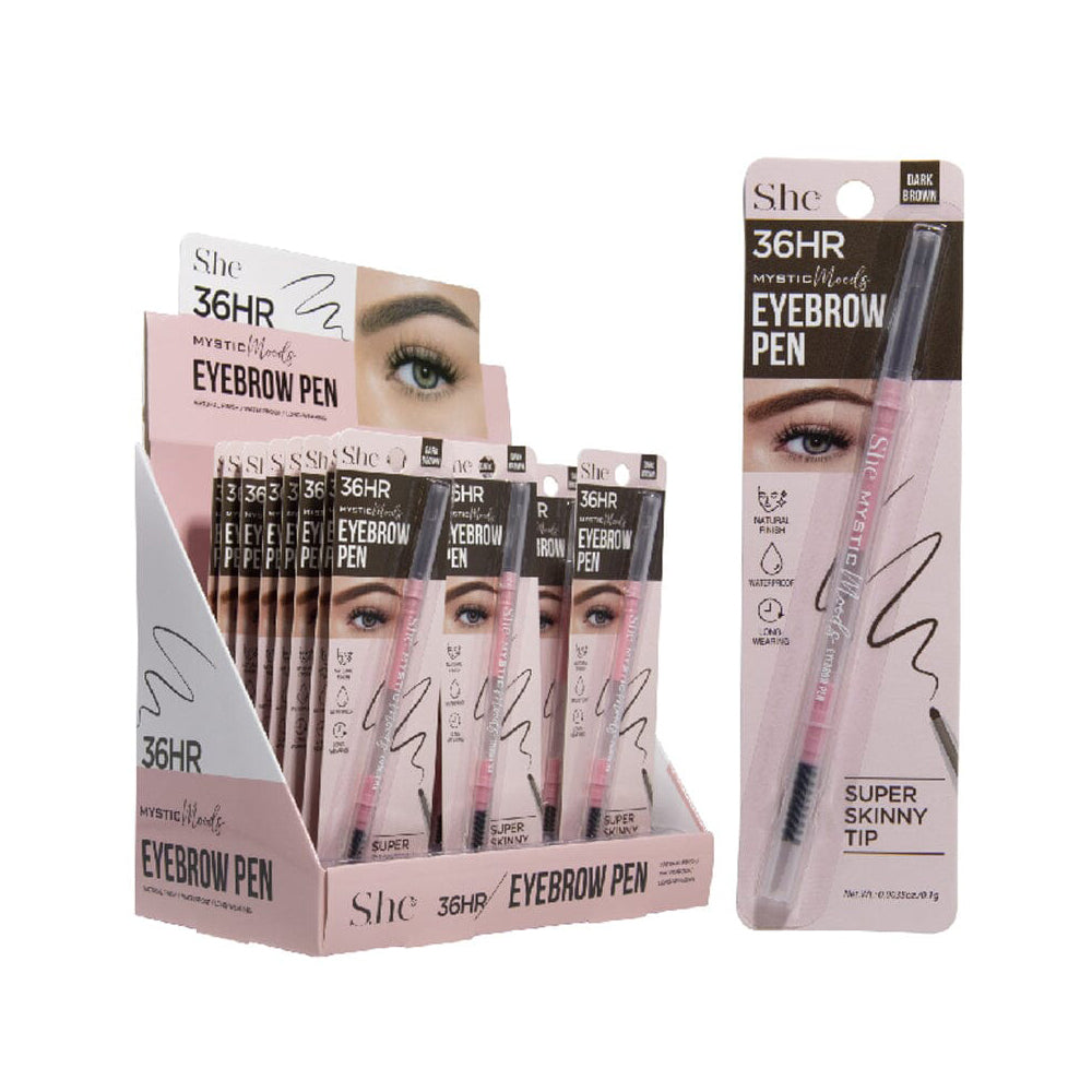 She Makeup - 36HR Mystic Moods Eyebrow Pen - Dark Brown / 24pcs Displa ...