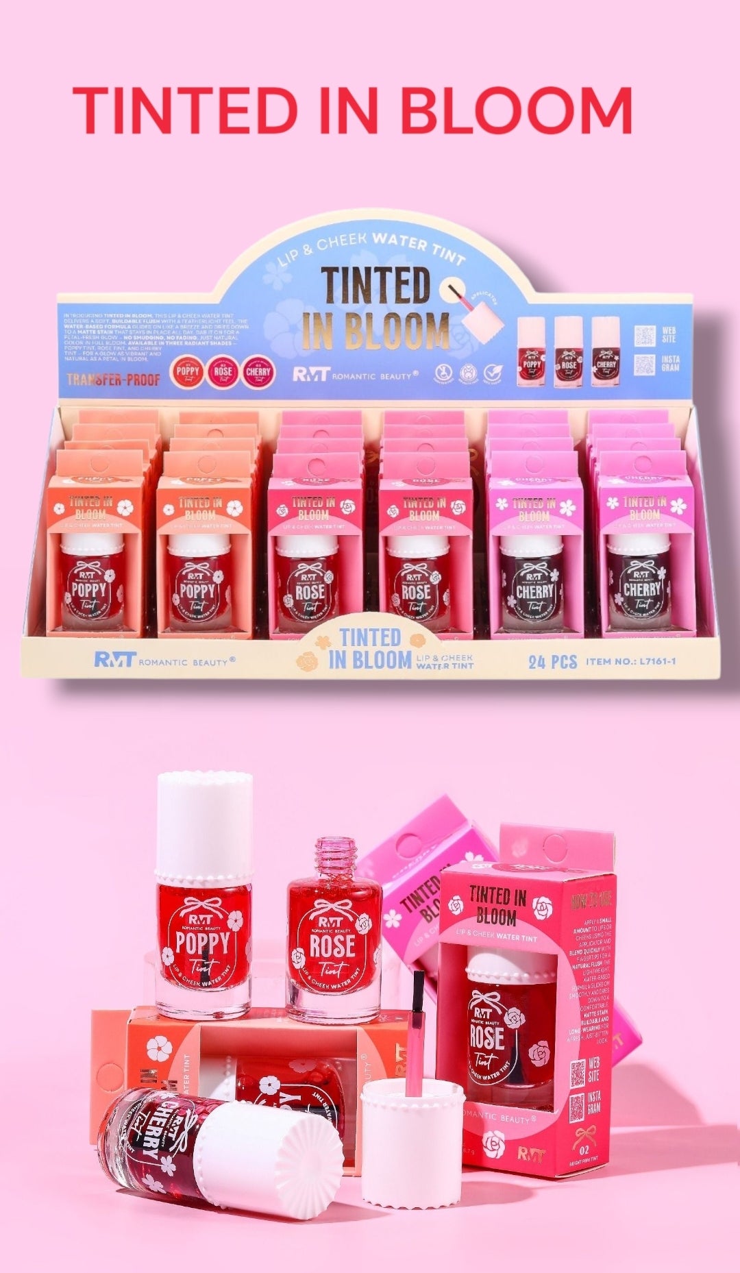 ROMANTIC BEAUTY Tinted In Bloom Lip & Cheek Tint #L7161-1 | 24pcs Disp ...